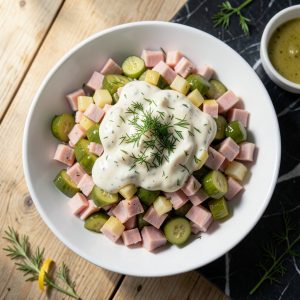 Ham and Pickle Salad Recipe: Tangy Crunch With Creamy Dressing - Recipe ...