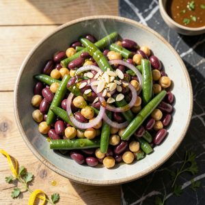 Hot Bean Salad Recipe: Zesty Three-Bean Medley with Tangy Dressing ...